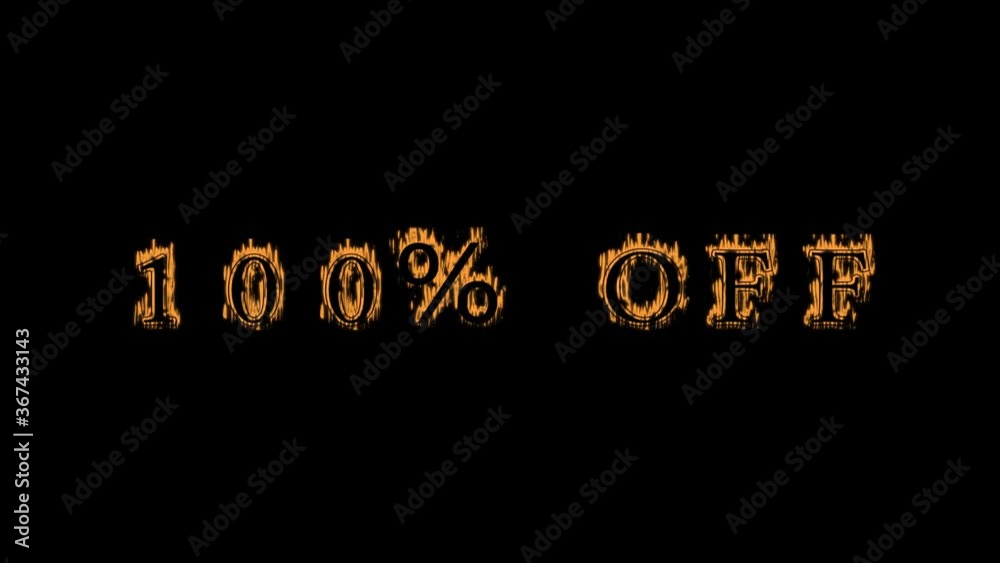 100% off fire text effect black background. animated text effect with ...