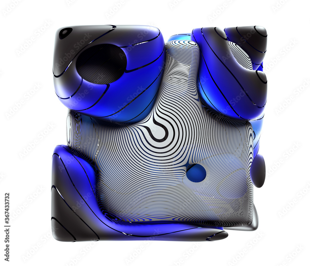 3d render of abstract art of surreal mystery organic cube in organic ...