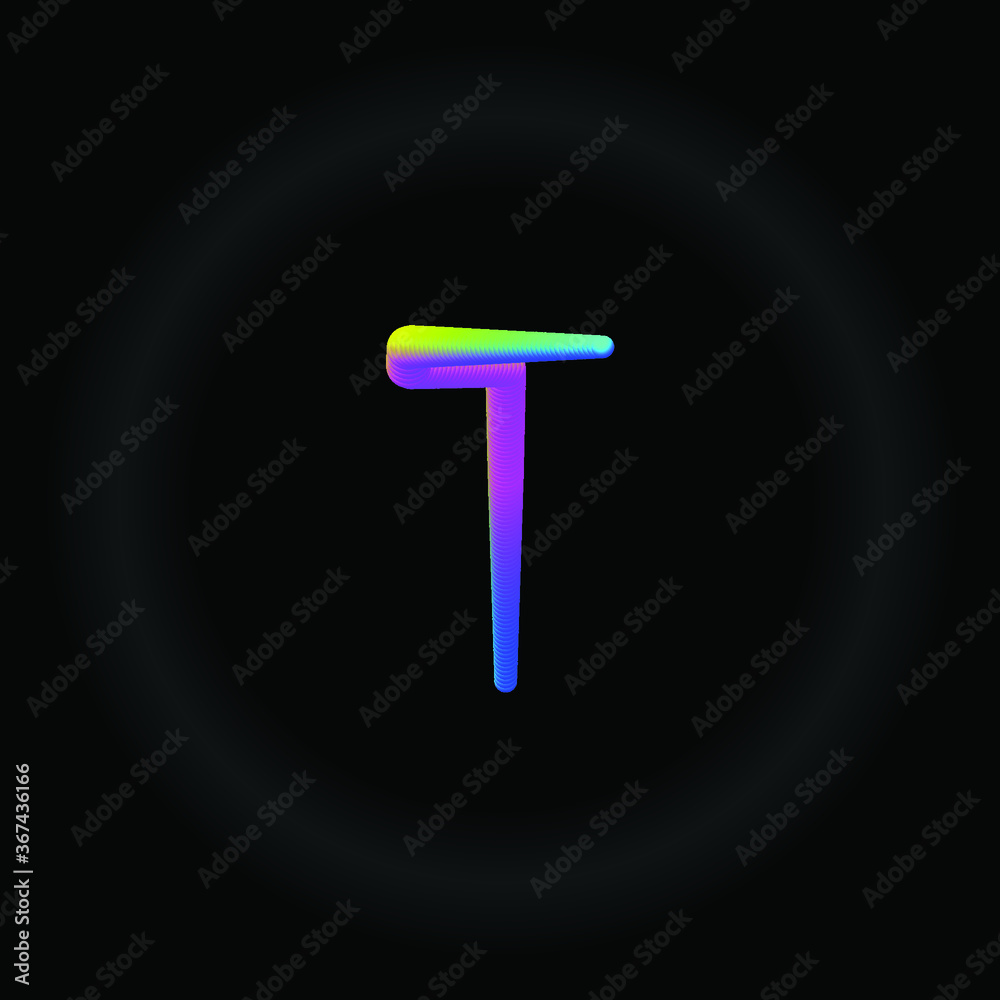 Typo T, 3D Neon fonts modern alphabet letters and numbers vector ...