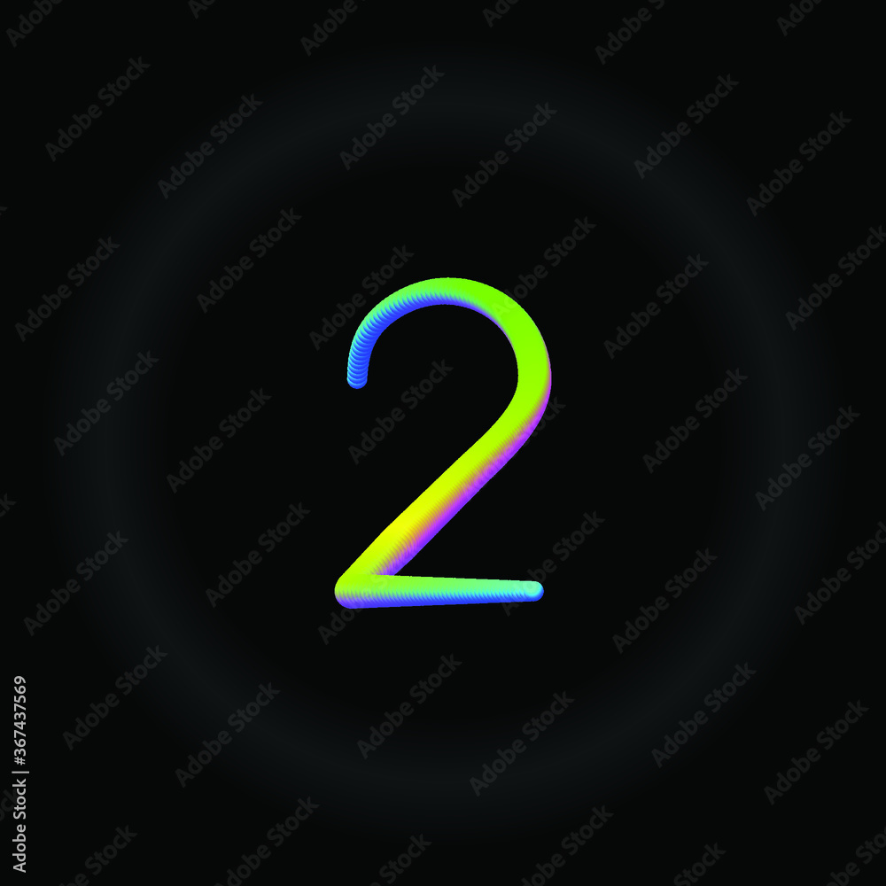 Typo Number 2 3D Neon fonts modern alphabet letters and numbers vector ...