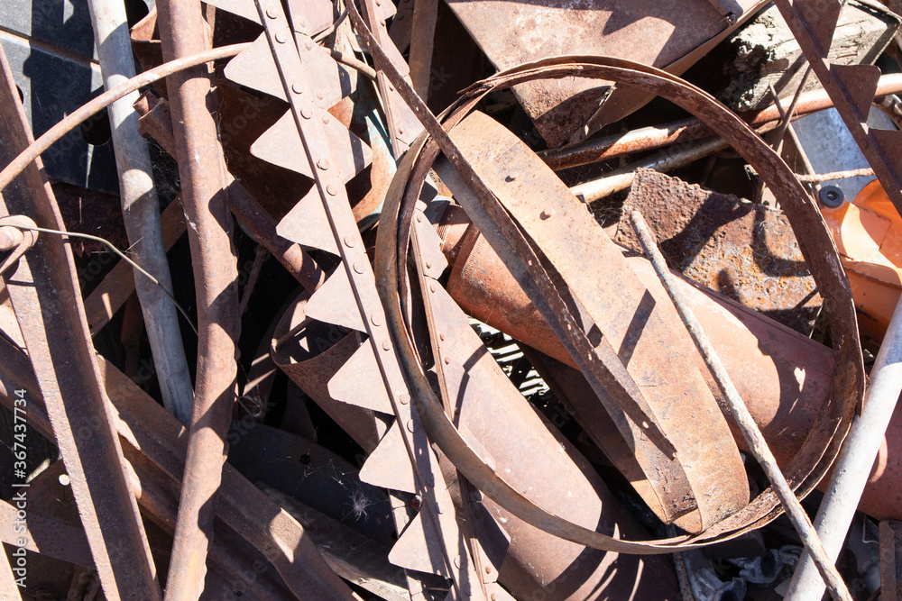 Scrap metal on the metal collection point. Recycling Stock Photo ...