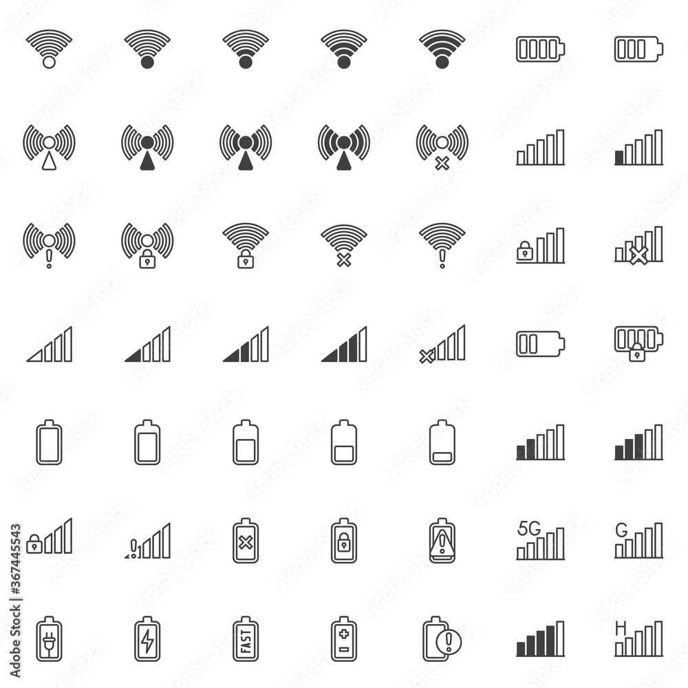 Mobile Phone Signal Line Icons Set Linear Style Symbols Collection mobile-phone-signal-line-icons-set-linear-style-symbols-collection