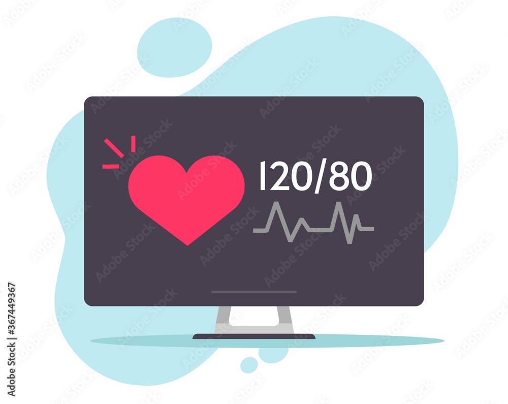 Cardiogram ecg healthcare of heart with heartbeat on computer screen ...