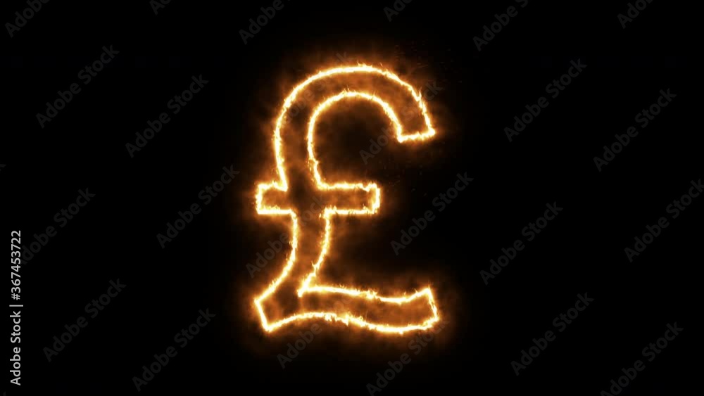 Pound sterling symbol of burning flame. British pound symbol made from ...