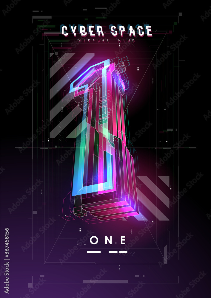 Modern abstract number 1. Hud poster design. Vector design for banner ...