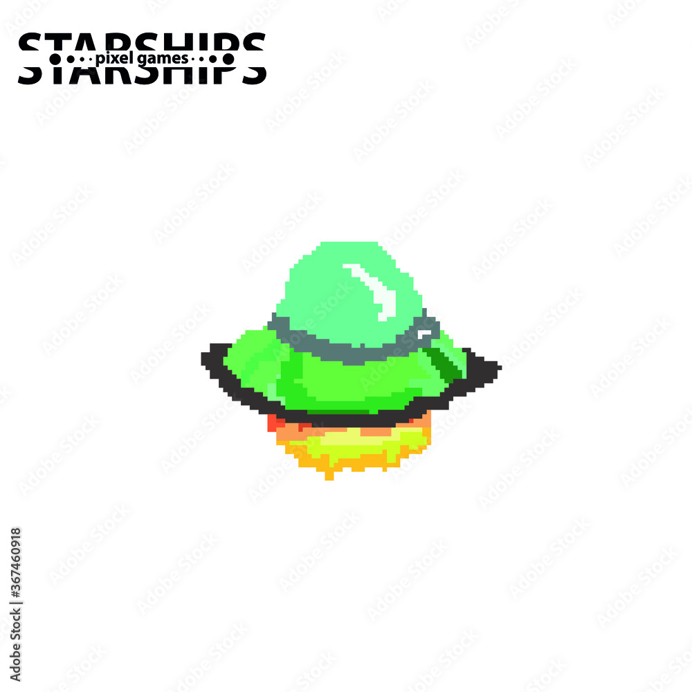 Star ship, pixel UFO ship isolated on white background. Vector Stock ...
