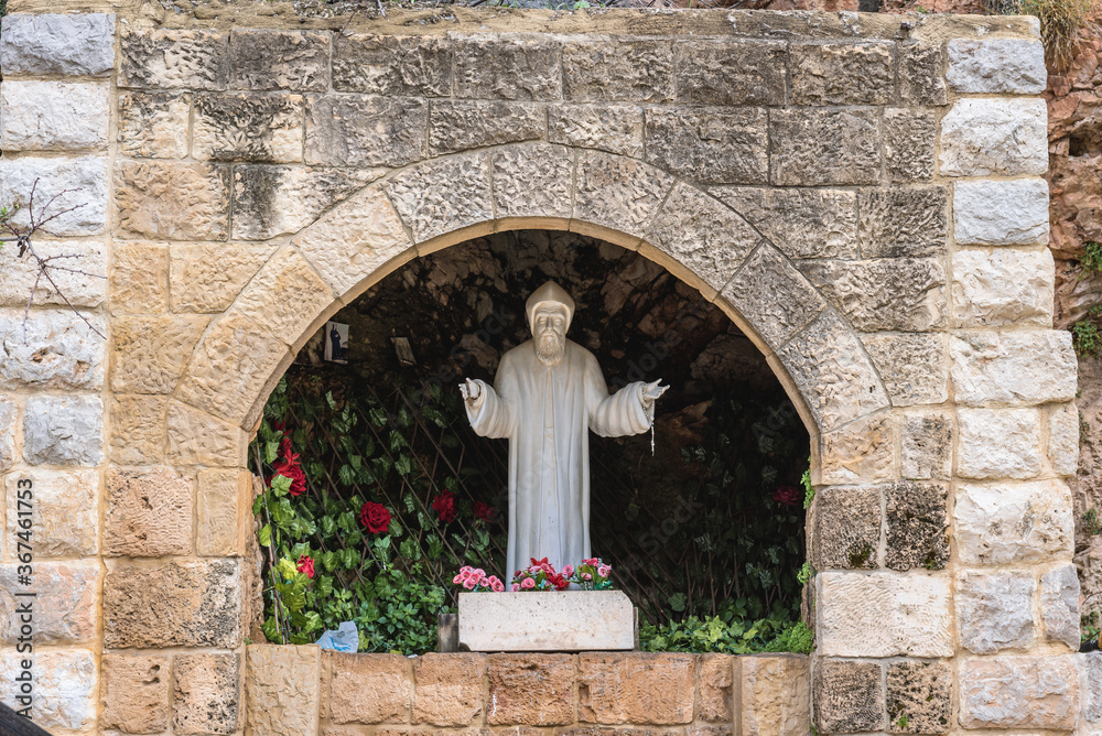 Statue of St Antony the Great in Maronite Order Monastery of Qozhaya ...