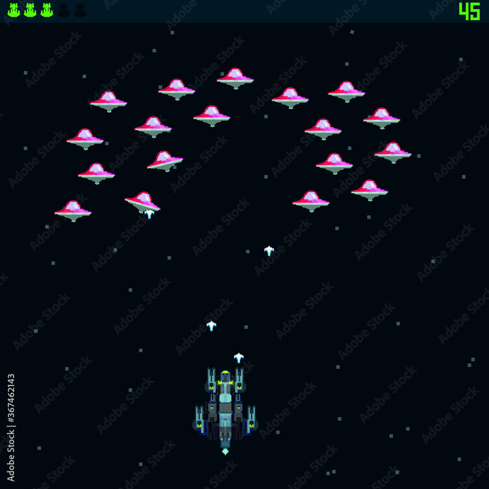 Arcade Retro video game, 8 bit, arcade warships, shooting, map ...