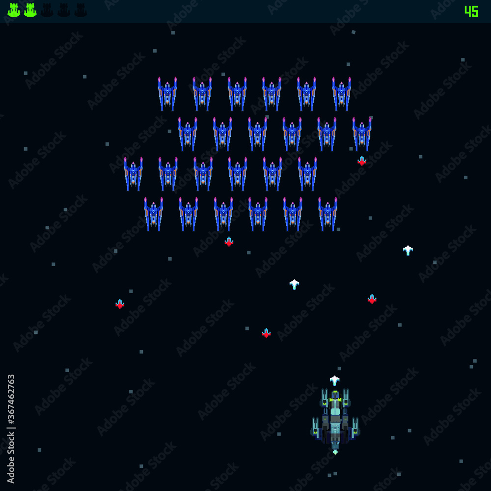 Arcade Retro video game, 8 bit, arcade warships, shooting, map ...