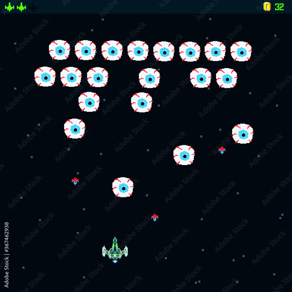 Arcade Retro video game, 8 bit, arcade warships, shooting, map ...