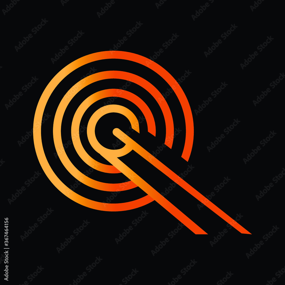 initial minimal vector logo design of letter Q with black background ...