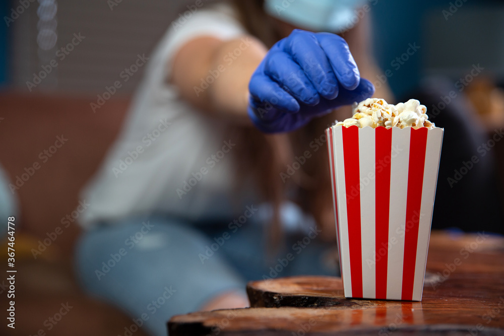 Woman wearing safety mask and gloves for Covid-19, coronavirus and ...