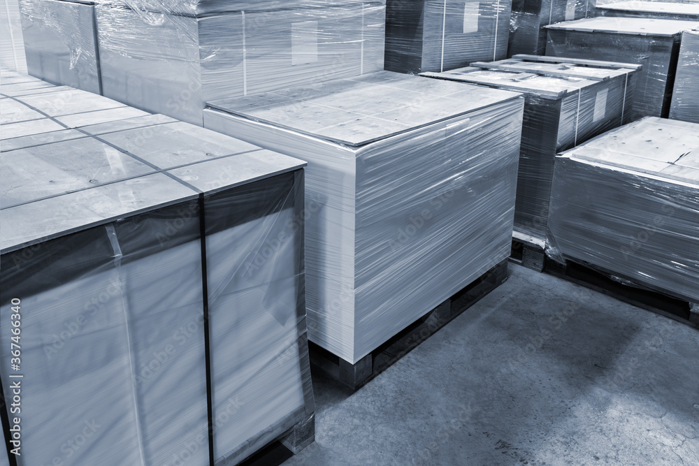 warehouse of paper and cardboard Stock Photo | Adobe Stock