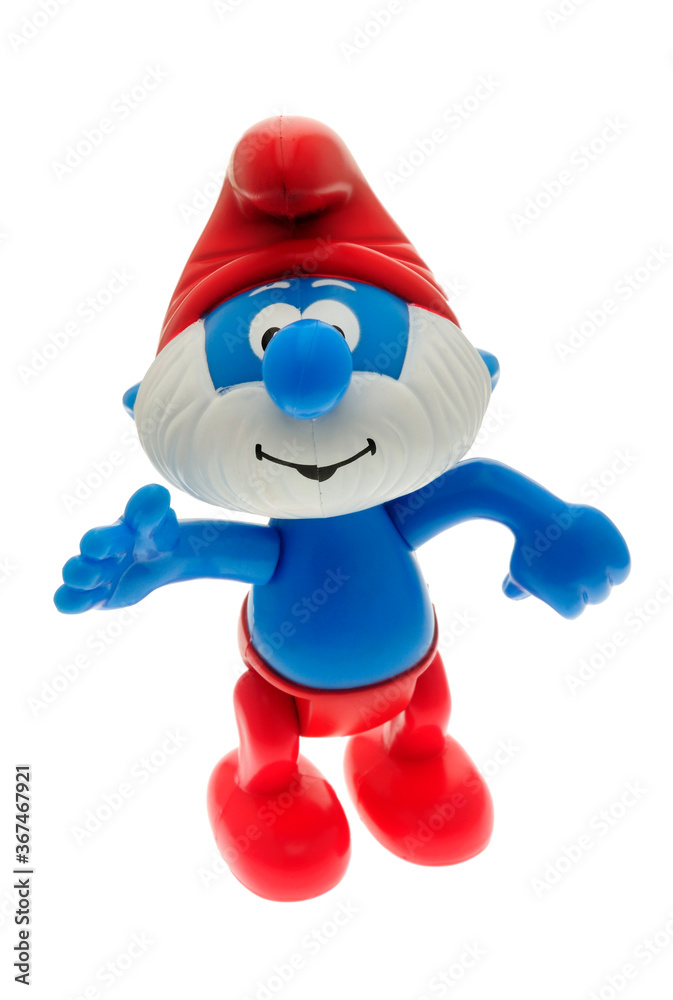 London, England - December 30, 2008: The Grandpa Smurfs figurine of ...