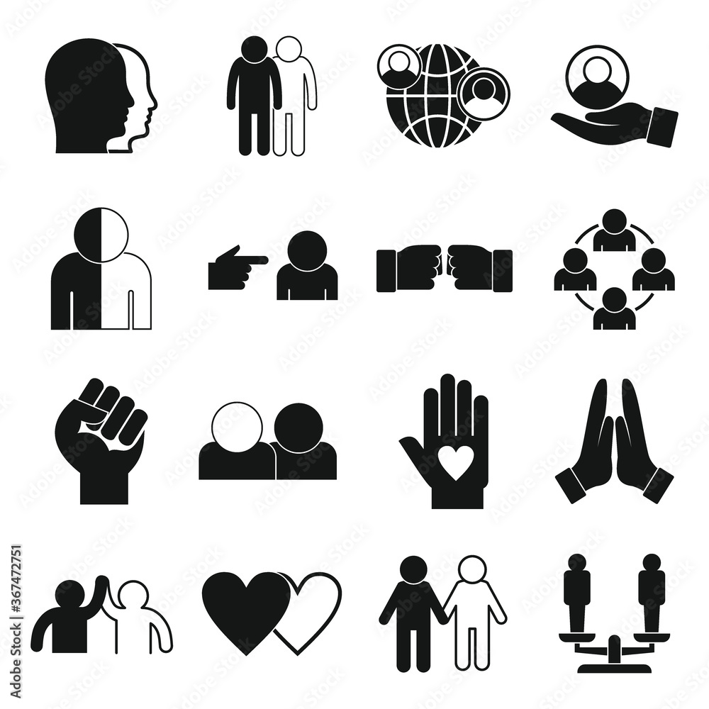 Stop racism icons set. Simple set of stop racism vector icons for web ...