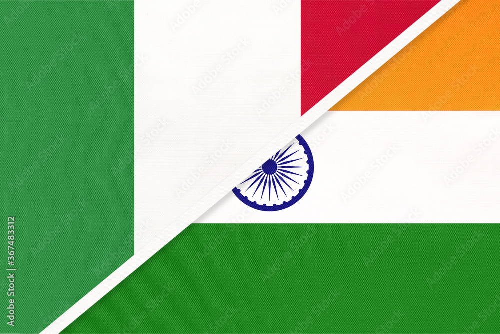 Italy and India, symbol of two national flags from textile ...