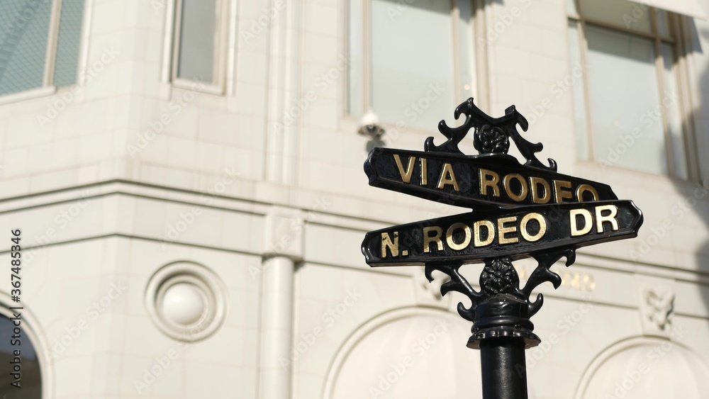 World famous Rodeo Drive symbol, Cross Street Sign, Intersection in ...