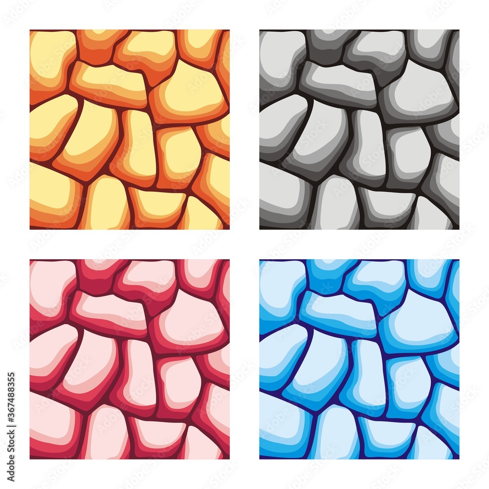 set of pattern for game background, vector stone and wall background ...