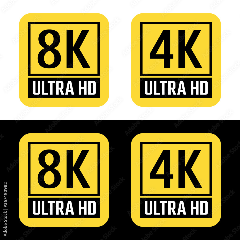 8k and 4k ultra hd yellow and black colors Stock Vector | Adobe Stock