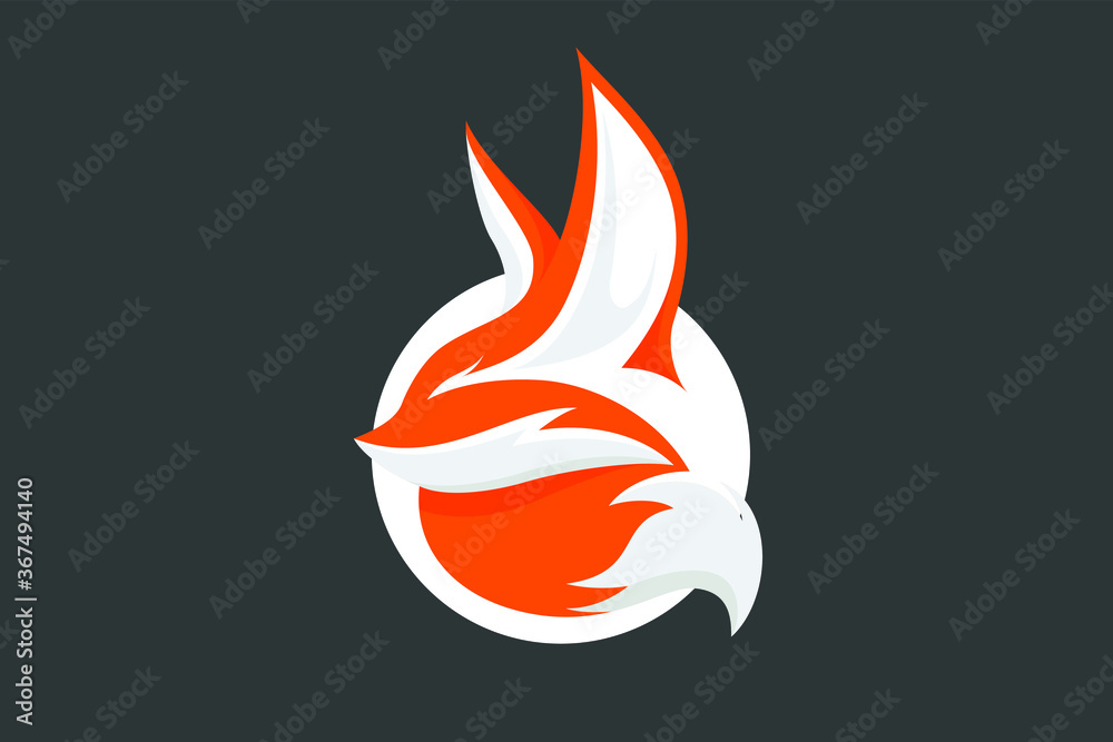 Fennec Fox Head with Flying Phoenix Negative Space Logo Design Stock ...