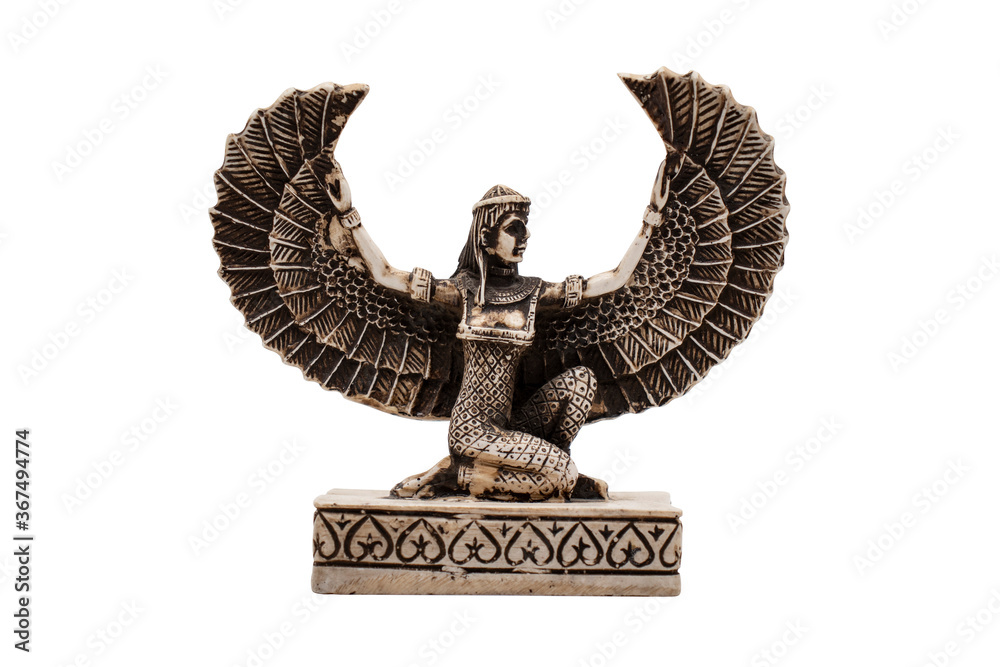Isis statue, the god of Ancient Egyptians, Pharaoh on white background ...