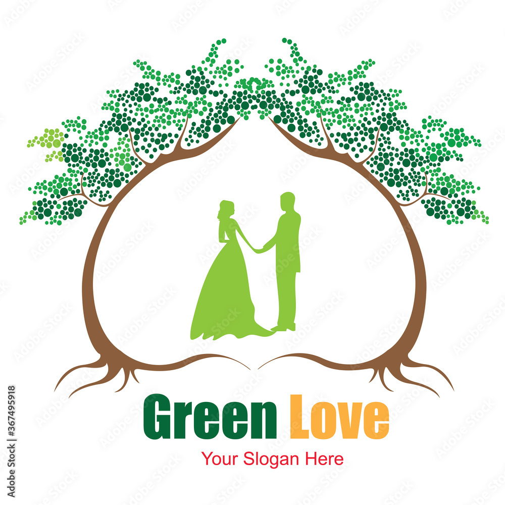 Vector logo green love design in eps 10. Simple template and ready to ...