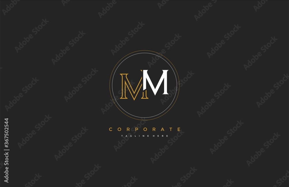 MM letter isolated line circle monogram vintage logo Stock Vector ...