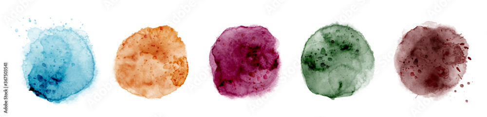 Set of hand-painted splash multicolor watercolor Stock Vector | Adobe Stock