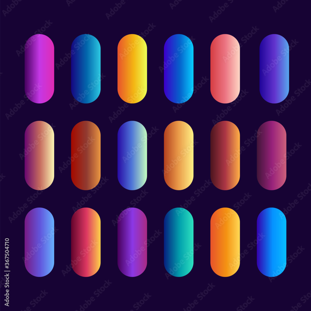 Gradient Vibrant gradient color palette vector colorful swatches Stock ...