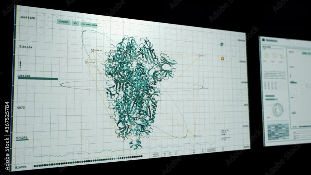 White data screen, spike protein structure, red text, SARS-COV-2, covid ...