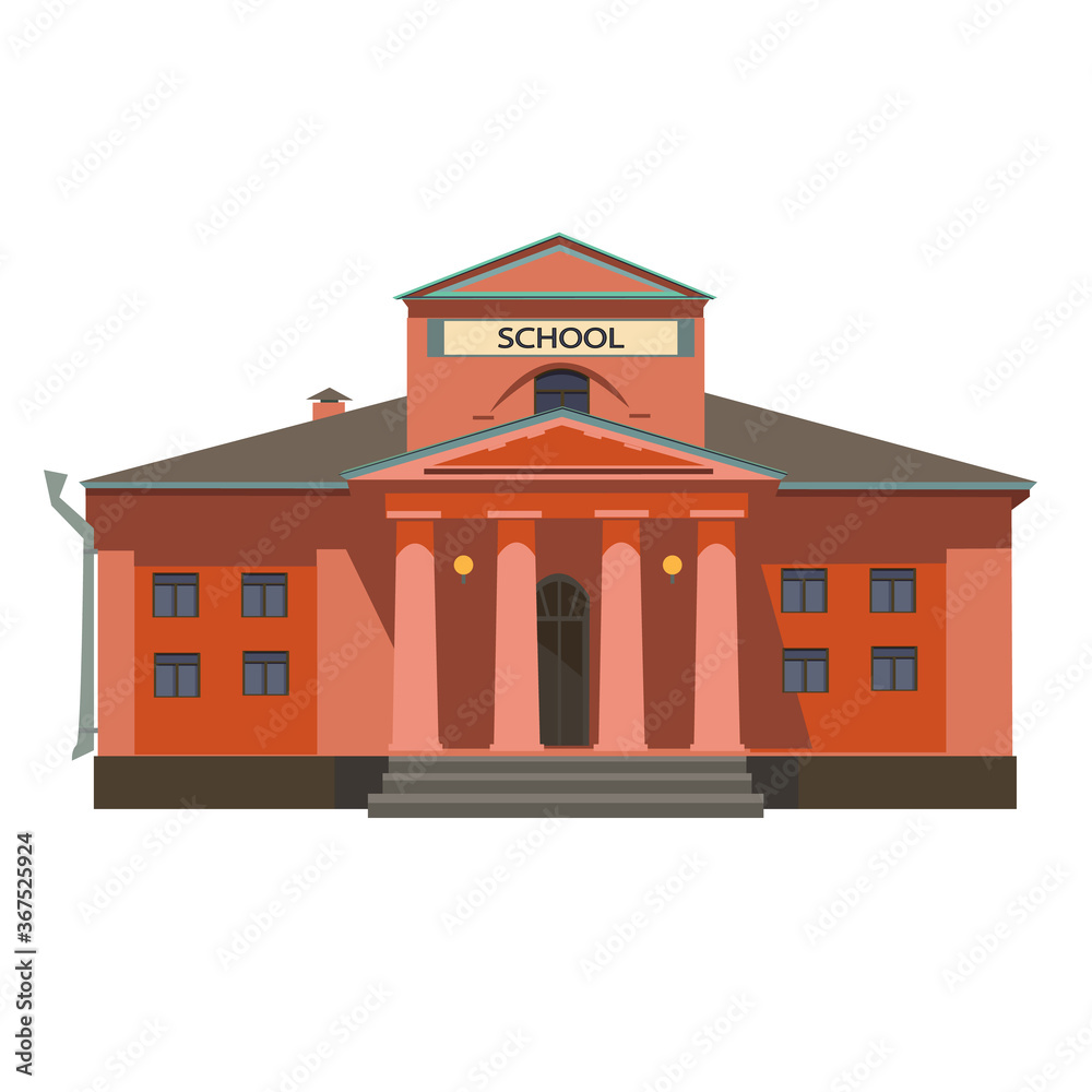 A vector illustration of school building. stock Flat style vector ...