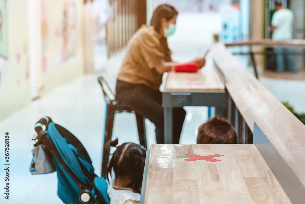 Alternative seating mark for social distance rules in the mall distance ...