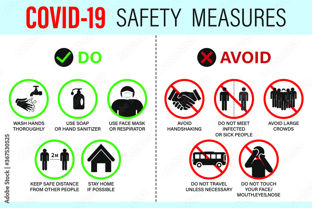 Vetor de Corona virus covid -19 precautions, what to do and what to ...