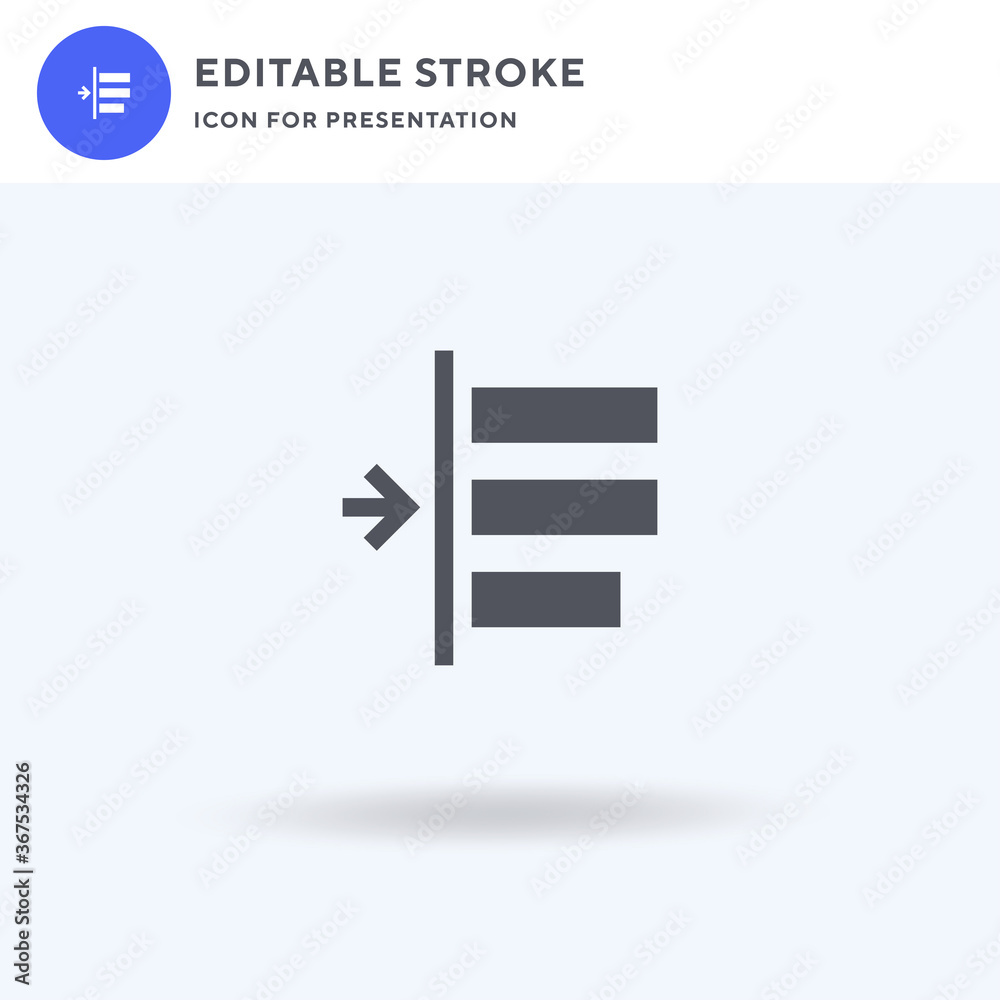 Indent icon vector, filled flat sign, solid pictogram isolated on white, logo illustration ...