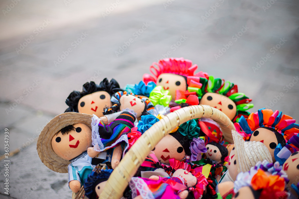 A group of colorful mexican dolls. muñecas mexicanas. queretaro mexico ...