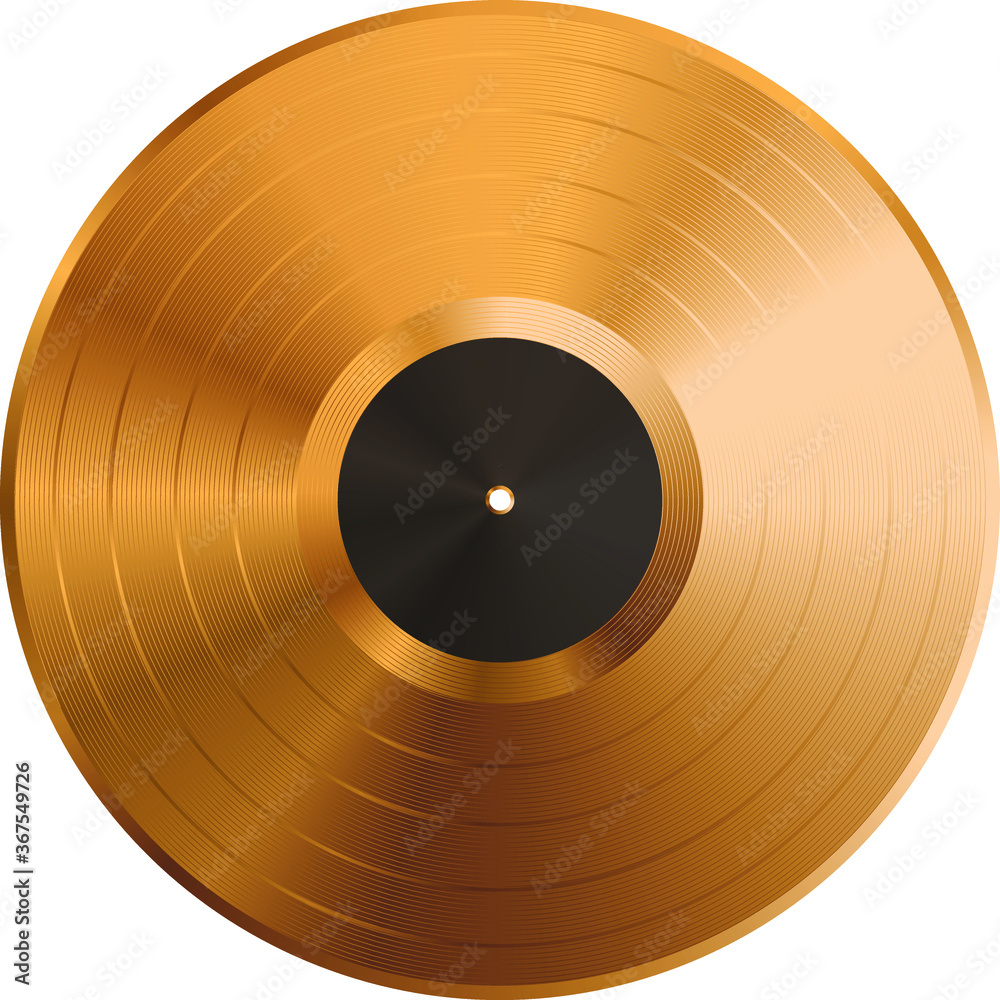 Gold vinyl disk Vector illustration. Stock Vector | Adobe Stock