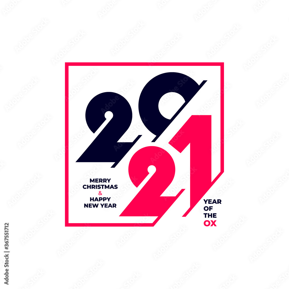 Logo Happy New Year elegant design of red 2021 numbers. Typography for ...