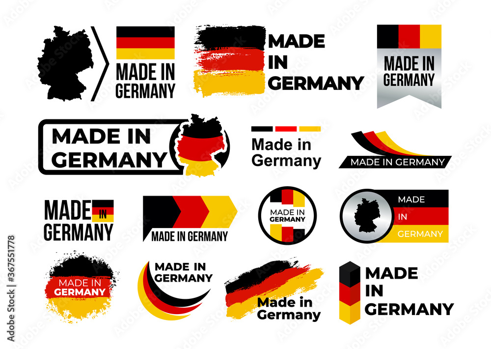 Made in Germany. Set of label, stickers, pointer, badge, symbol and ...