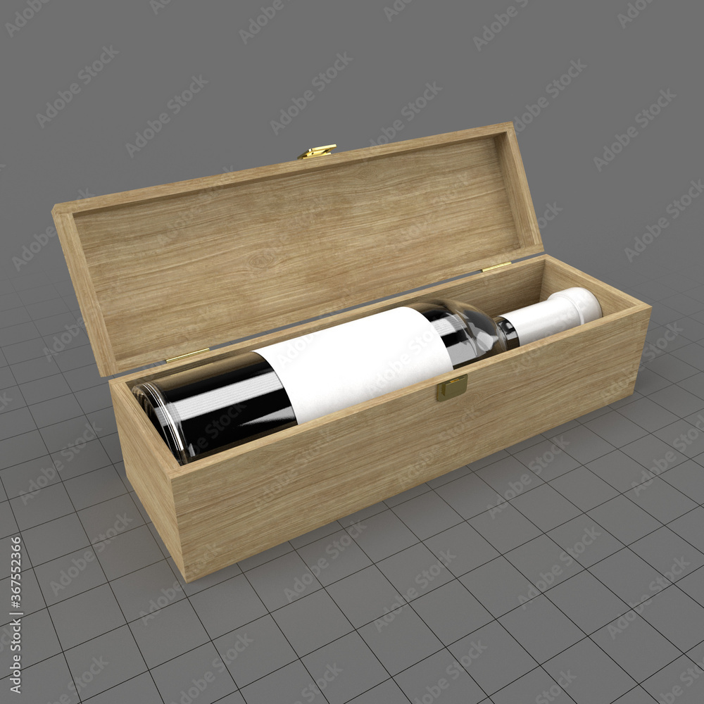 Wine bottle in wooden box Stock 3D asset | Adobe Stock
