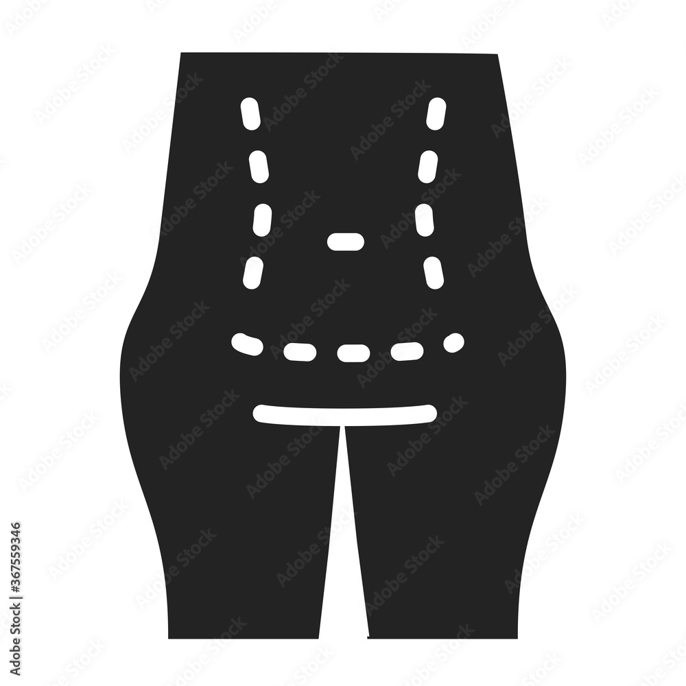 Liposuction black glyph icon. Plastic body surgery. Fat removal ...