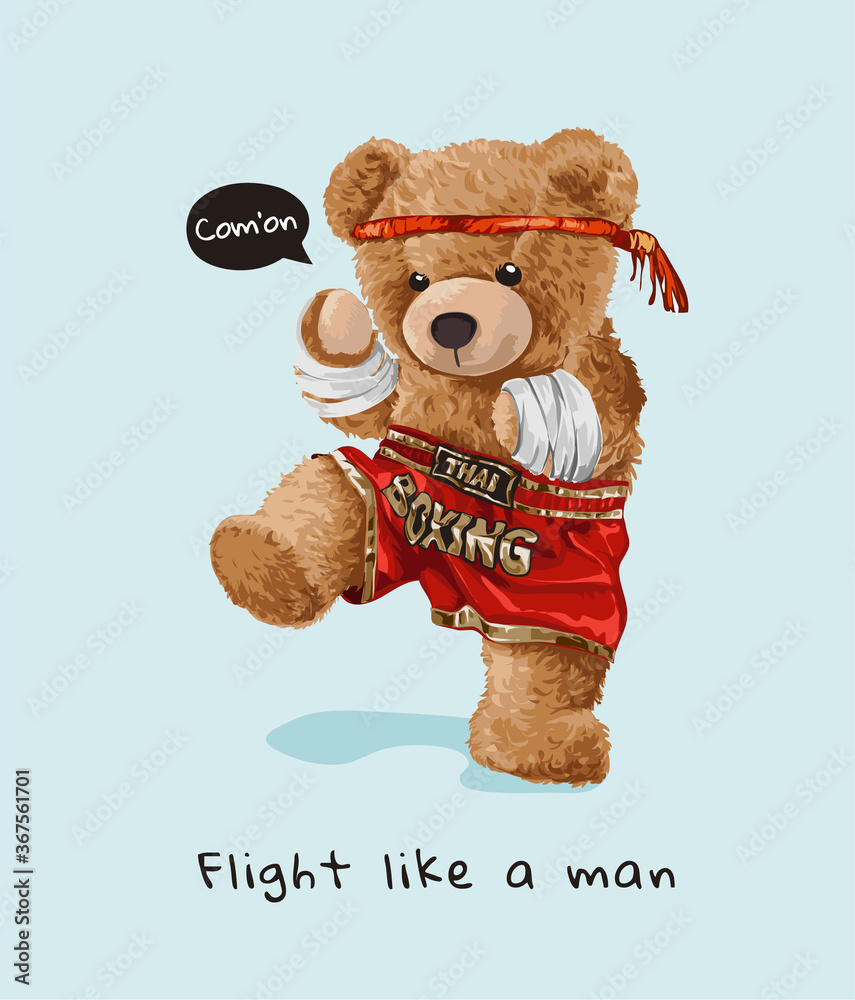 teddy bear in Thai boxing athletic vector illustration Stock Vector ...