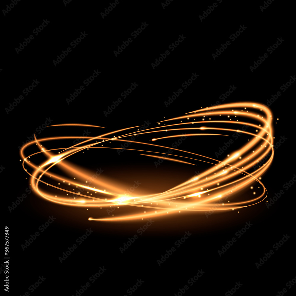 Swirl lines with light effect. Sparkling isolated circles. Graphic ...