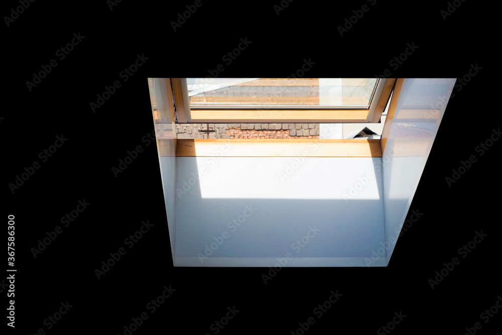 Open roof window, inside view, black background Stock Photo | Adobe Stock