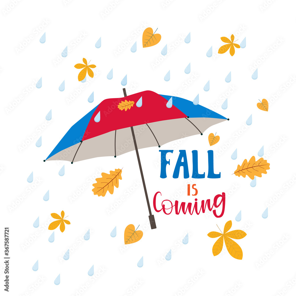 Fall is coming. Autumn time. Flat cartoon illustration isolated on ...