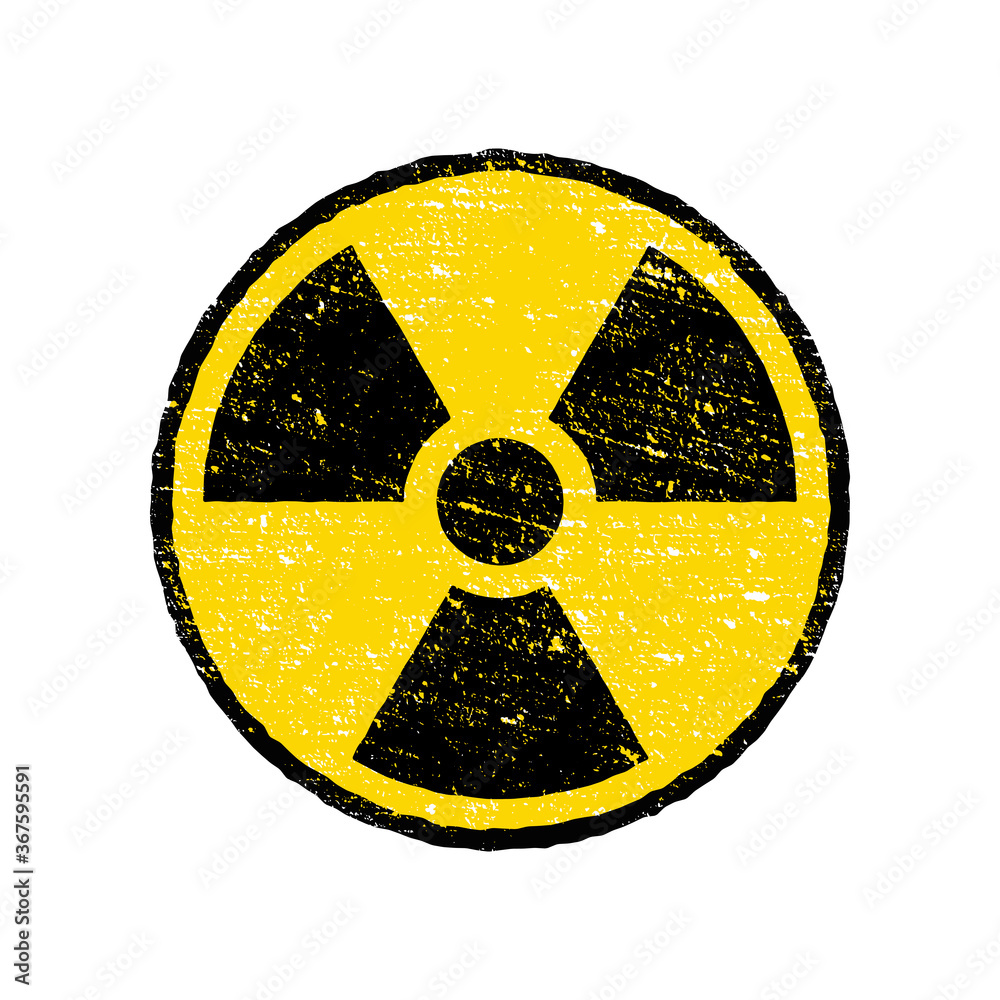 Radioactive warning yellow circle sign. Radioactivity warning vector ...