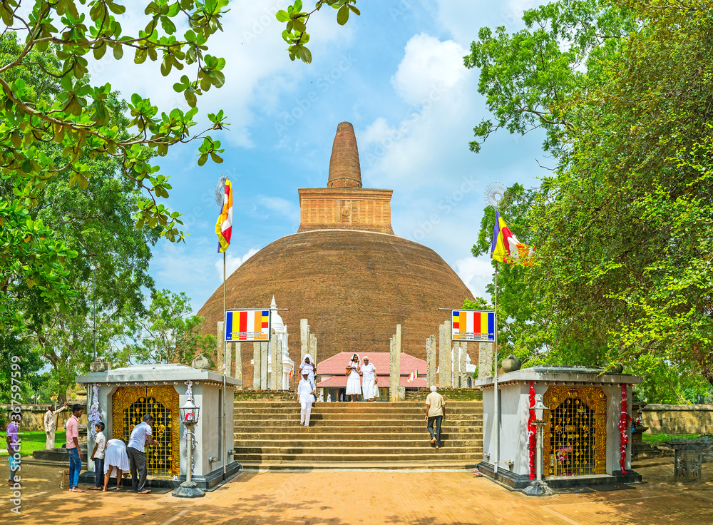The old brick Abhayagiri Stupa, Anuradhapura, Sri Lanka Stock Photo ...