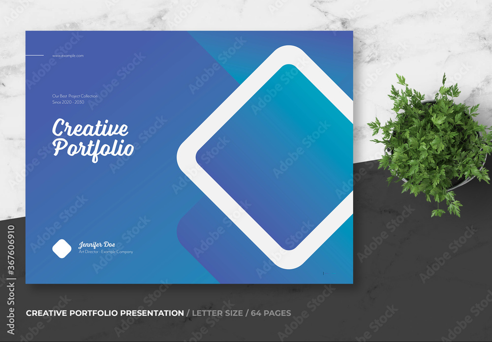 Designer Portfolio Layout with Blue Elements Stock Template | Adobe Stock