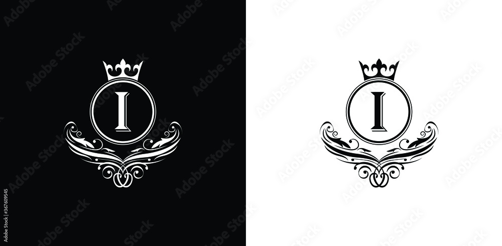 letter I logo Luxury letter with crown. Monogram alphabet . Beautiful ...