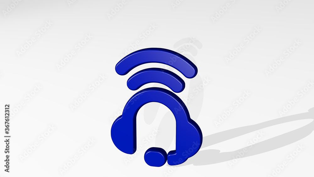 meeting headphone wireless from a perspective with the shadow. A thick ...