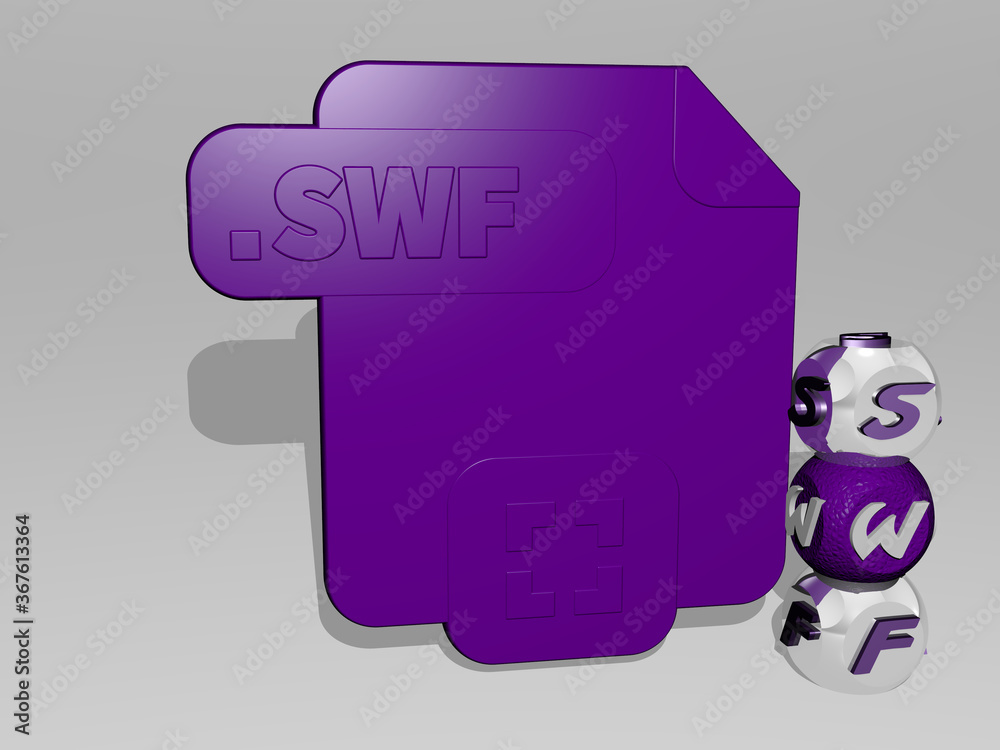3D graphical image of SWF vertically along with text built around the ...